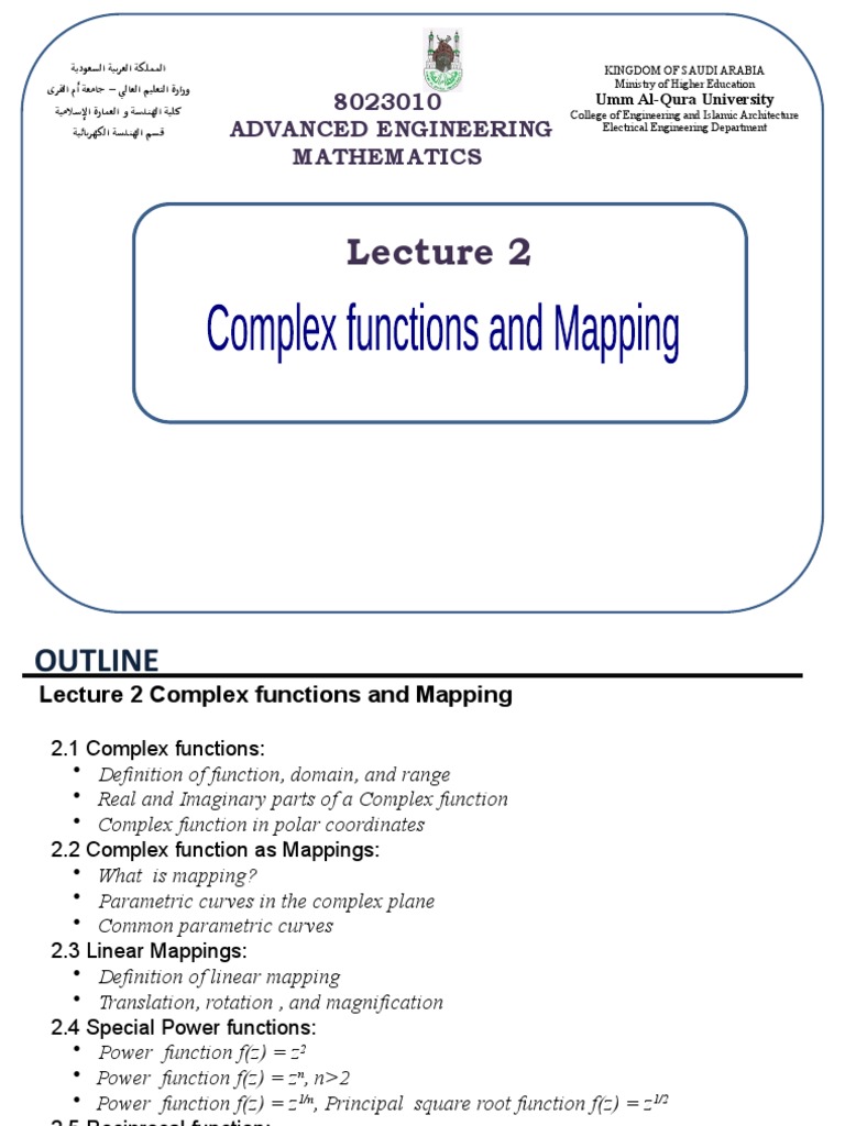 Lect02 - Complex Functions and Mapping | PDF | Function (Mathematics) | Complex Number