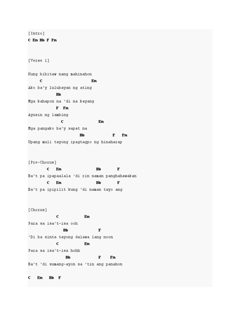 Pagsamo Chords | PDF
