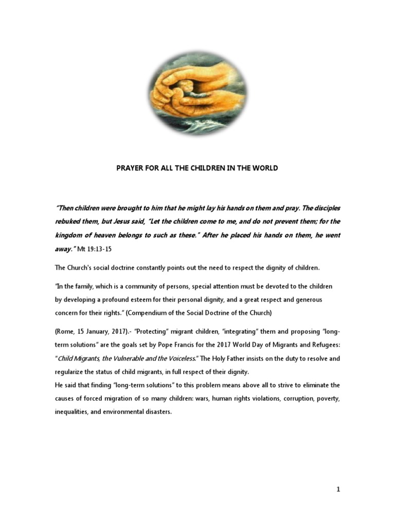 Prayer For All The Children in The World | PDF | Catholic Social ...