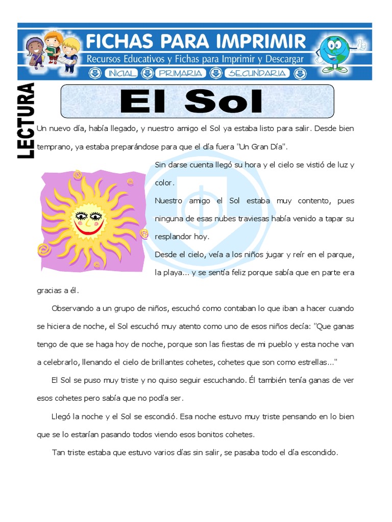 Ficha de El Sol para Primaria | PDF | Dom