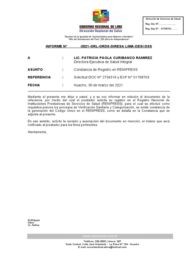 Constancia Renipress #016 - Tu Opción K & M | PDF