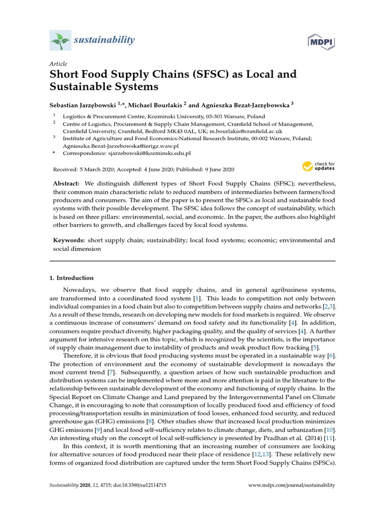 Short Food Supply Chains (SFSC) As Local and Sustainable Systems | PDF ...