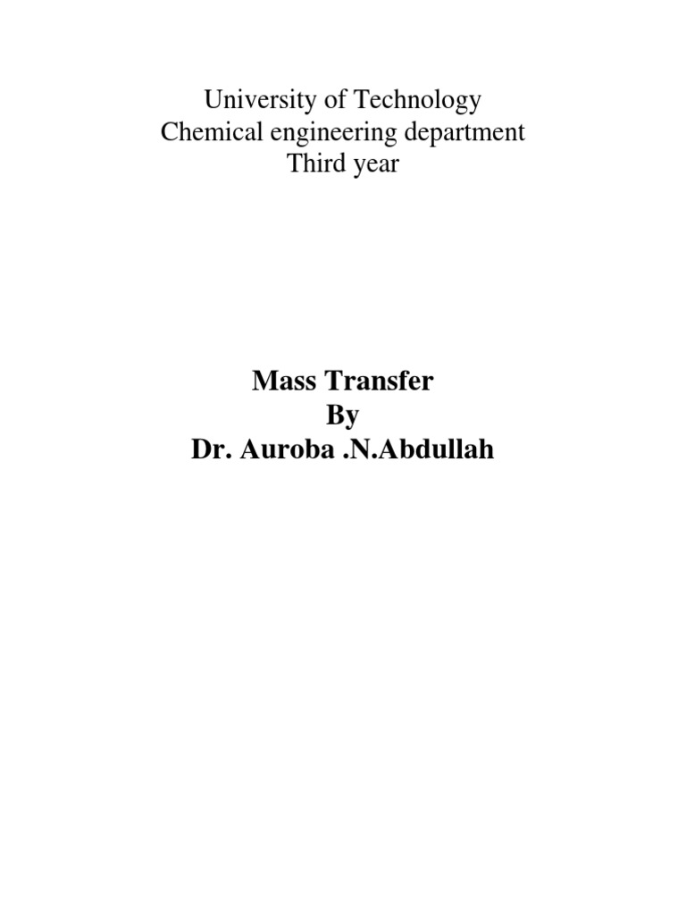 Mass Transfer Operations | PDF | Diffusion | Chemistry