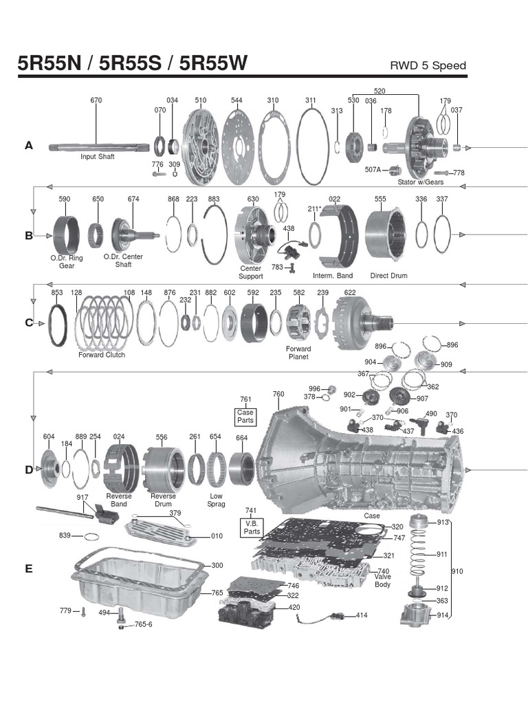 012-Transmissão 5r55e Ford | PDF | Clutch | Manufactured Goods