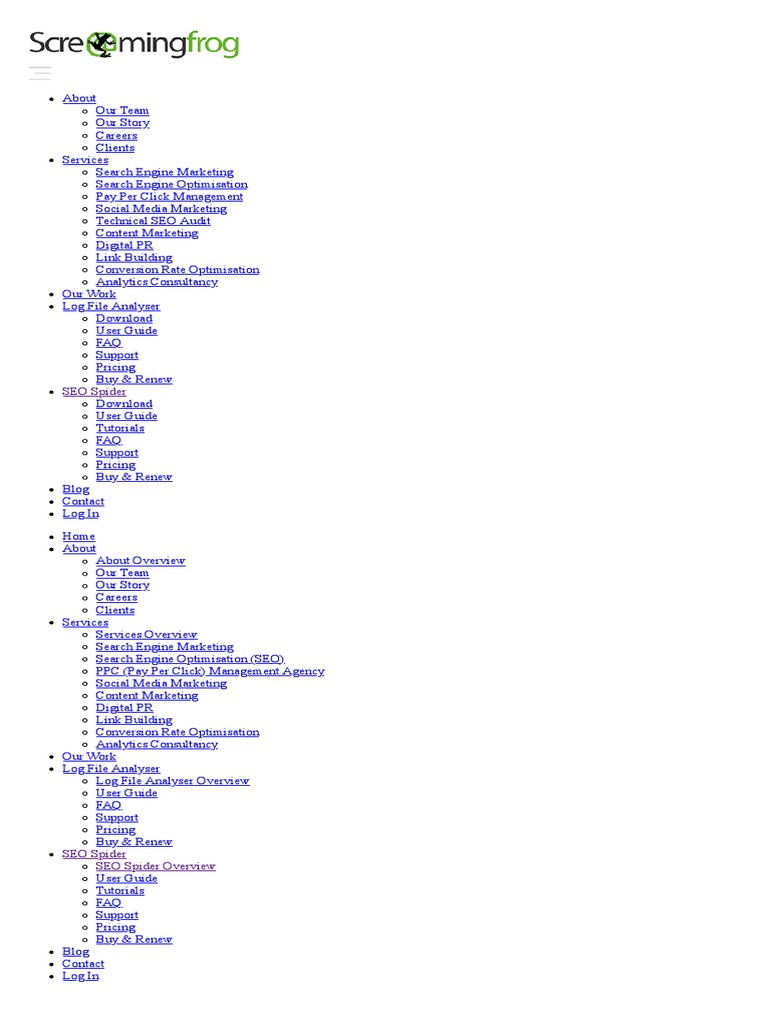 SEO Spider Configuration - Screaming Frog | PDF | Search Engine ...