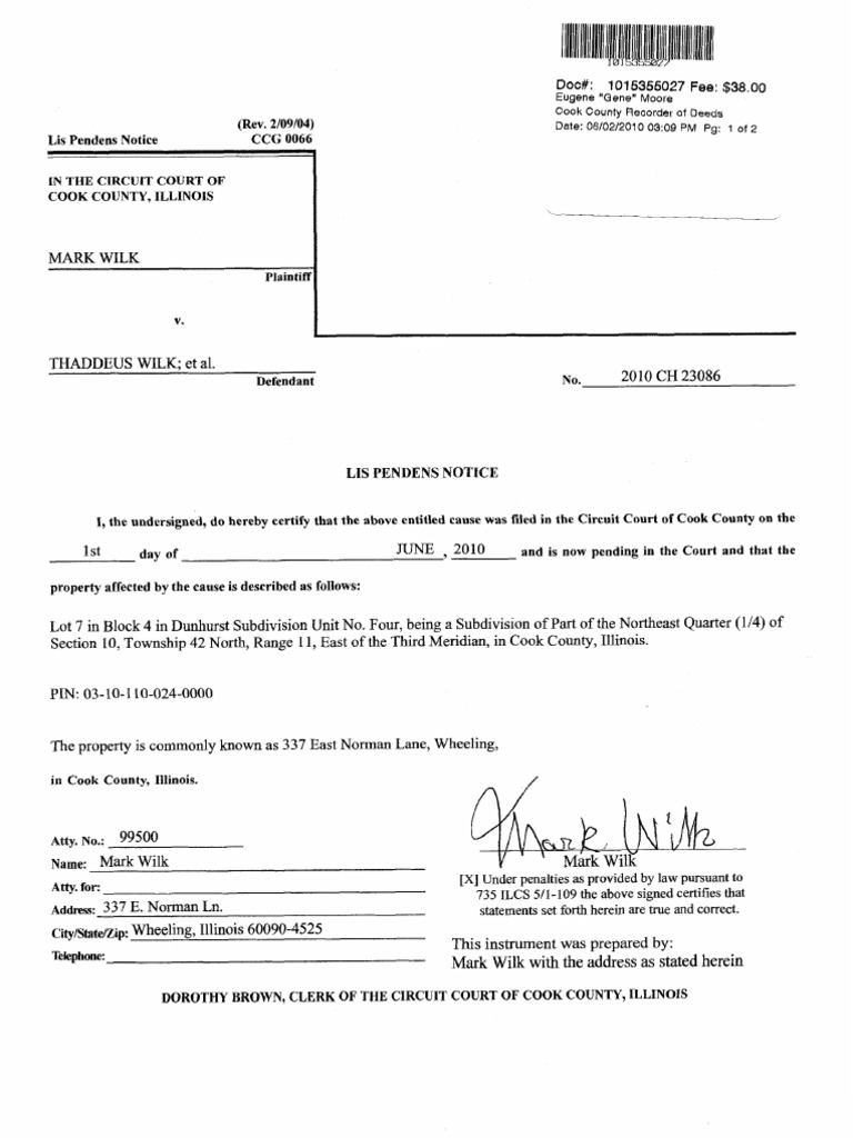 Lis Pendens Notice | PDF | Deed | Plaintiff
