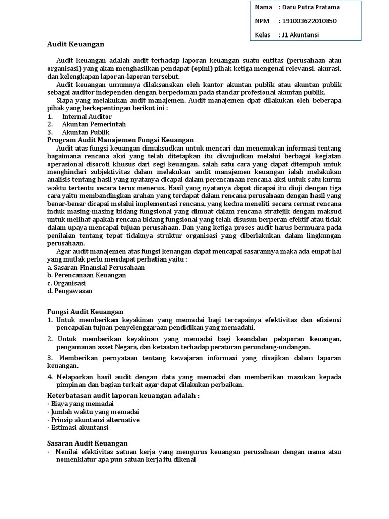 Audit 5 | PDF | Bisnis | Pengelolaan Keuangan & Uang