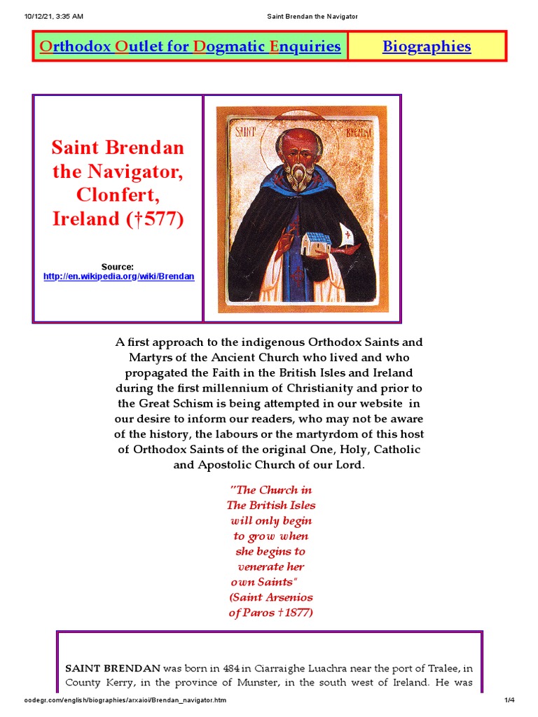 Saint Brendan: Irish Navigator's Legendary Voyage | PDF | Social ...