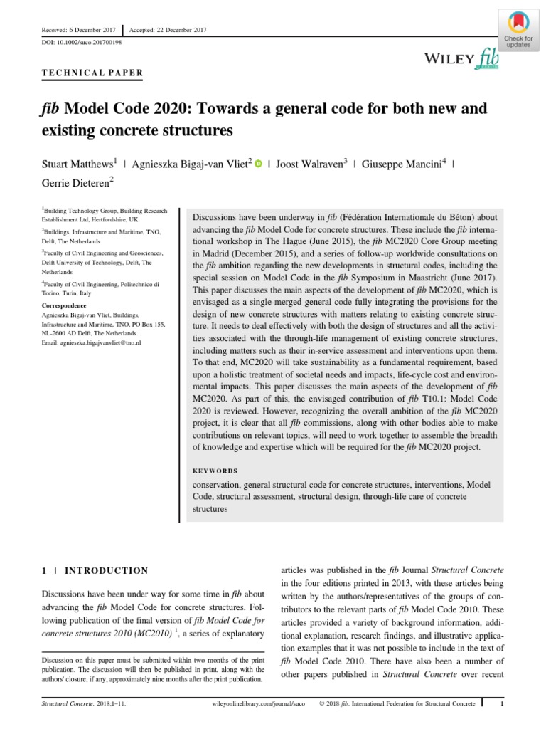 Fib Model Code 2020: Towards A General Code For Both New and Existing ...