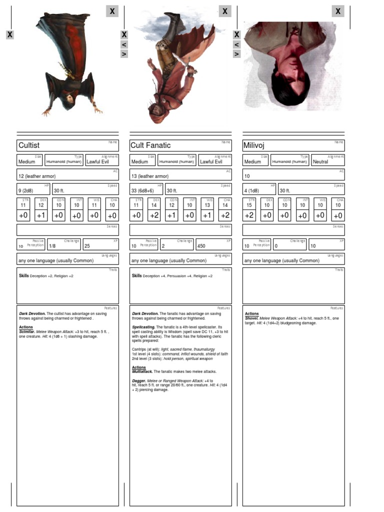 Cultist Cult Fanatic Milivoj ! | PDF | Role Playing Games