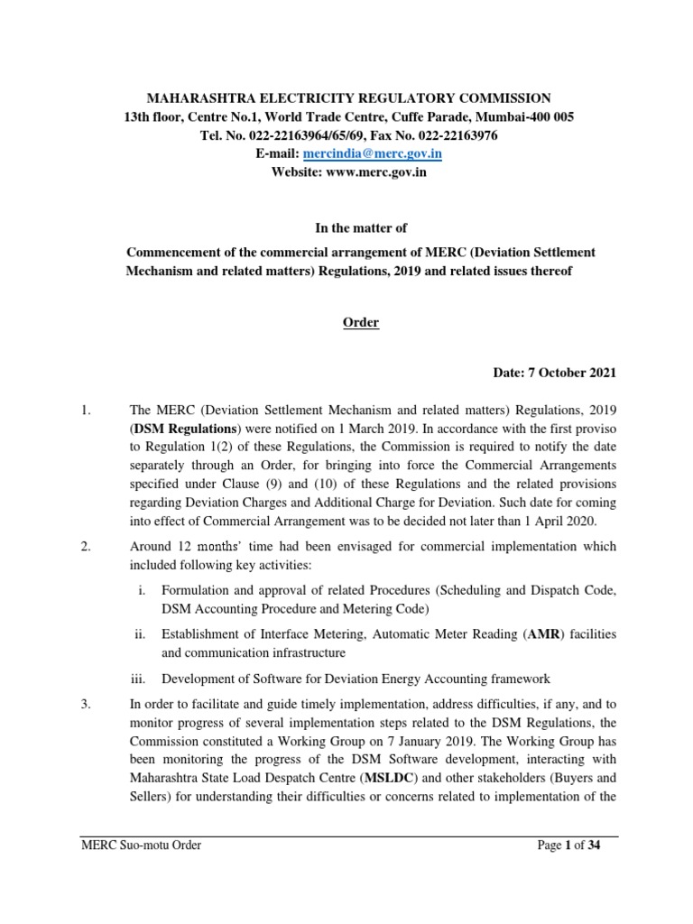 Order-Commencement of DSM Regulations and Issues | PDF | Business