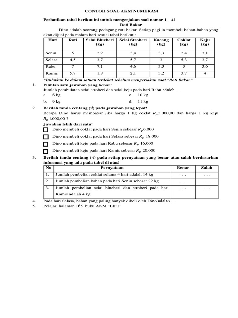 Contoh Soal Akm Numerasi | PDF