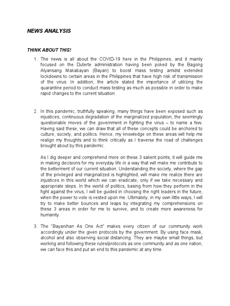 Grade 12 Ucsp. News Anakysis. Activity 2 | PDF | Cognition