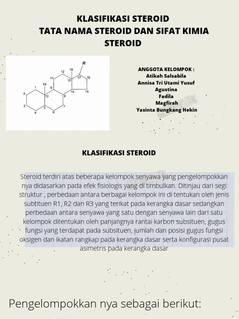 Powerpoint KLASIFIKASI STEROID TATA NAMA STEROID DAN SIFAT KIMIA STEROID | PDF