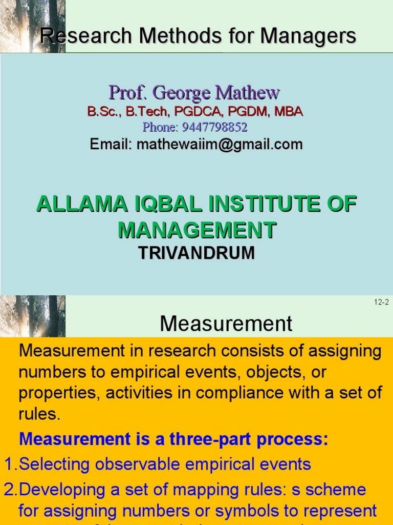 RMM Unit 3-1 Measurement | PDF | Validity (Statistics) | Level Of ...