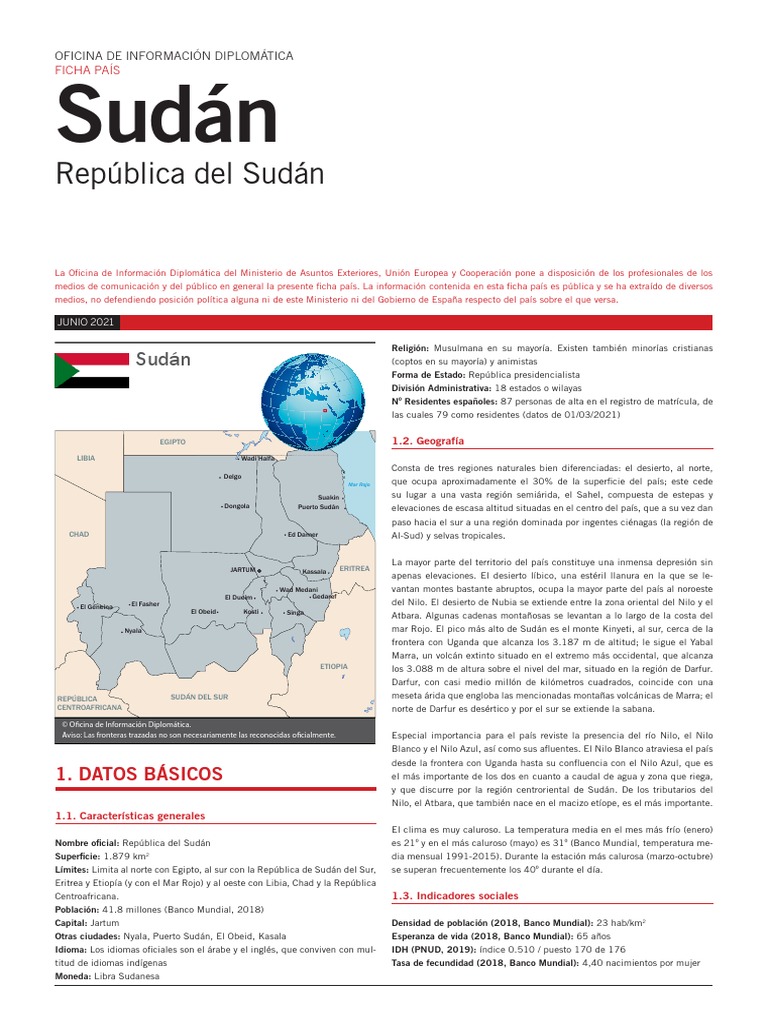 Ficha País: República del Sudán | PDF | Sudán | Nilo