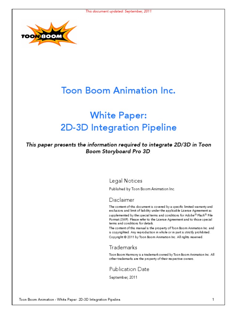 Toon Boom Animation Inc. White Paper: 2D-3D Integration Pipeline | Download Free PDF | 3 D ...