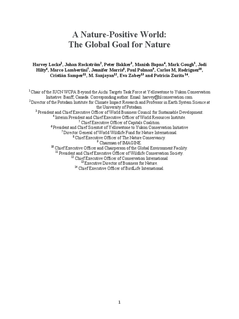 A Nature Positive World - Global Goal For Nature | PDF | Biodiversity ...