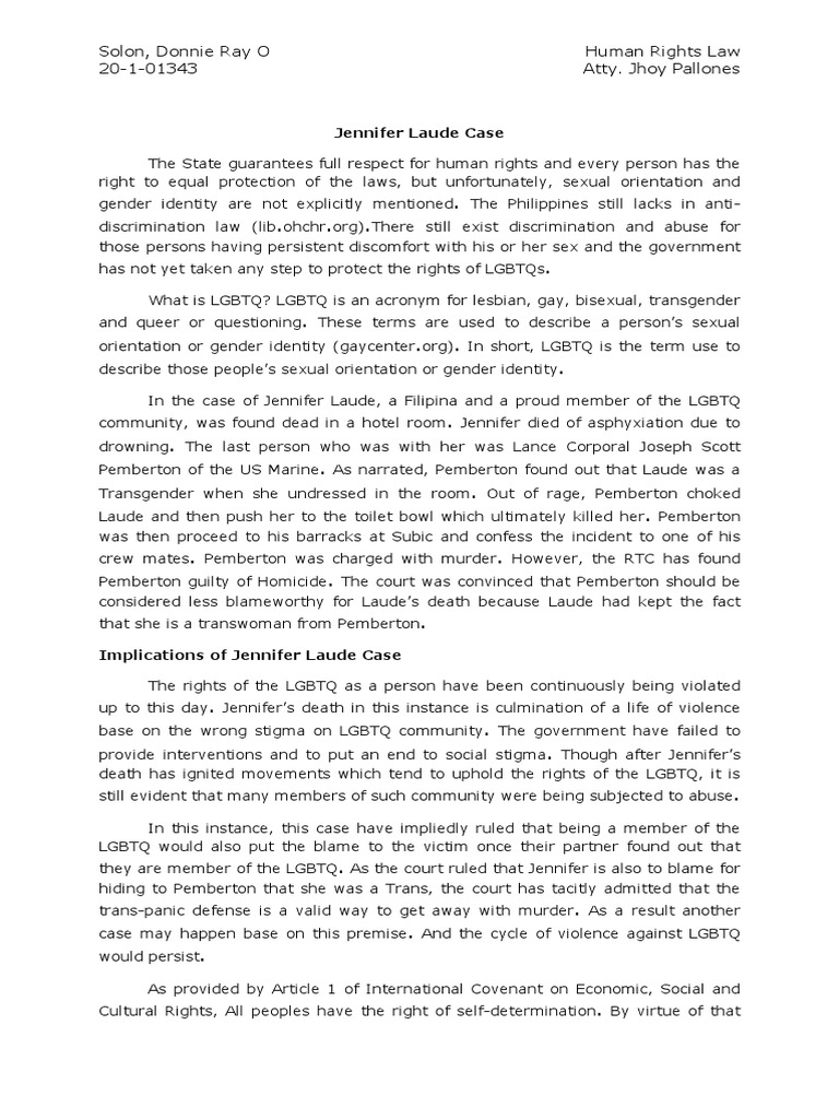 Jennifer Laude Case | PDF | Crime & Violence | Justice