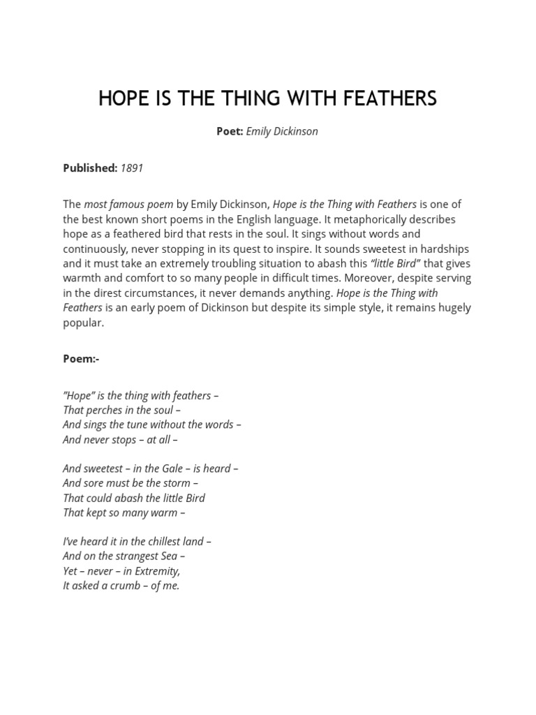 Hope Is The Thing With Feathers | PDF