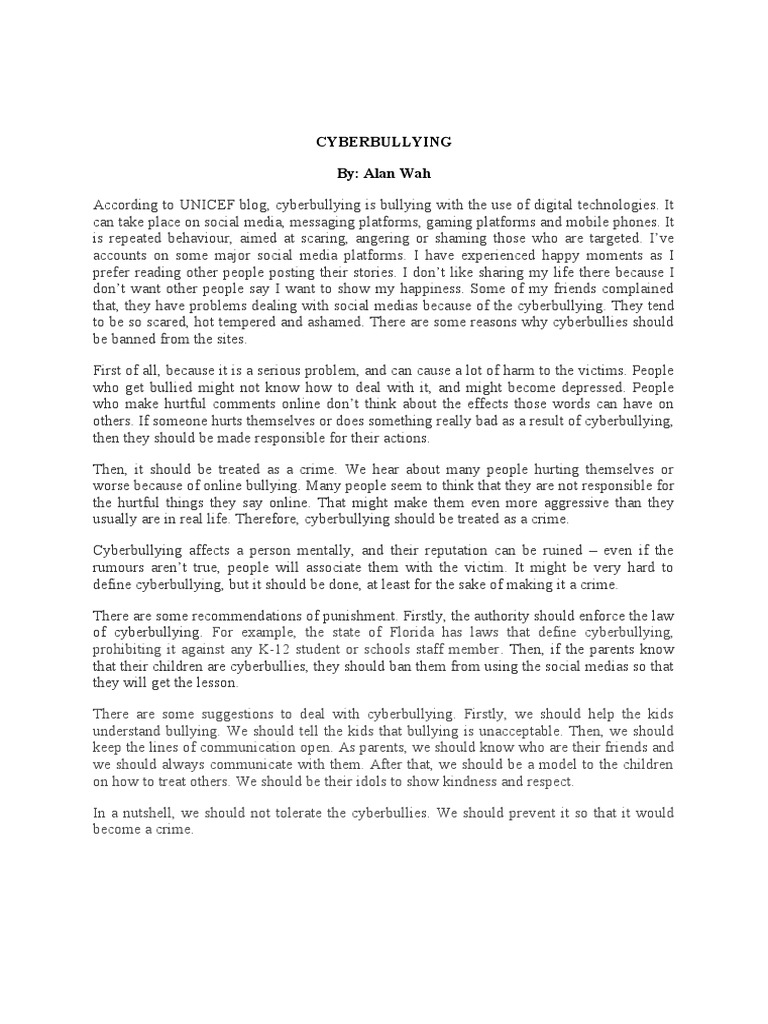 CYBERBULLYING | PDF | Cyberbullying | Bullying