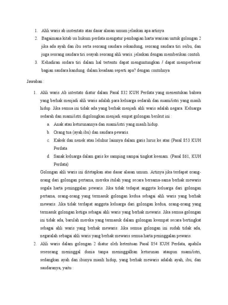Pembagian Warisan Golongan 2 KUH Perdata | PDF | Hukum
