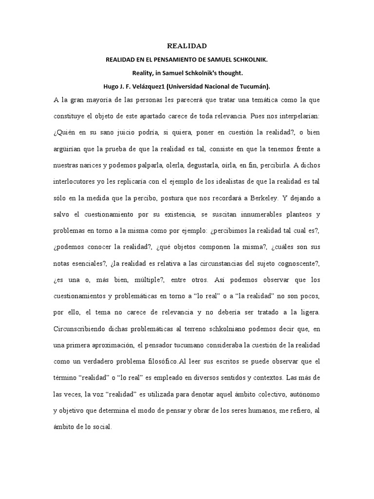 Realidad | PDF | Realidad | Filosofía