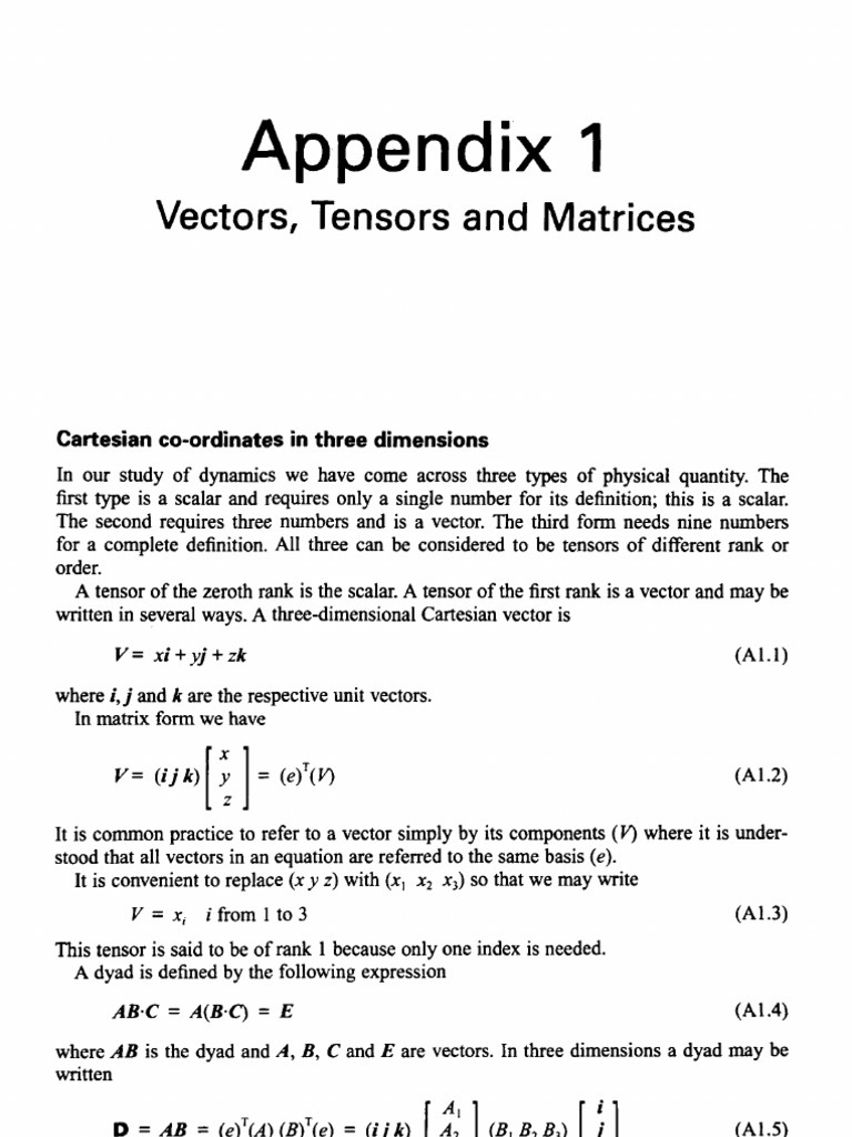 Vectors, Tensors and Matrices | PDF | Tensor | Euclidean Vector