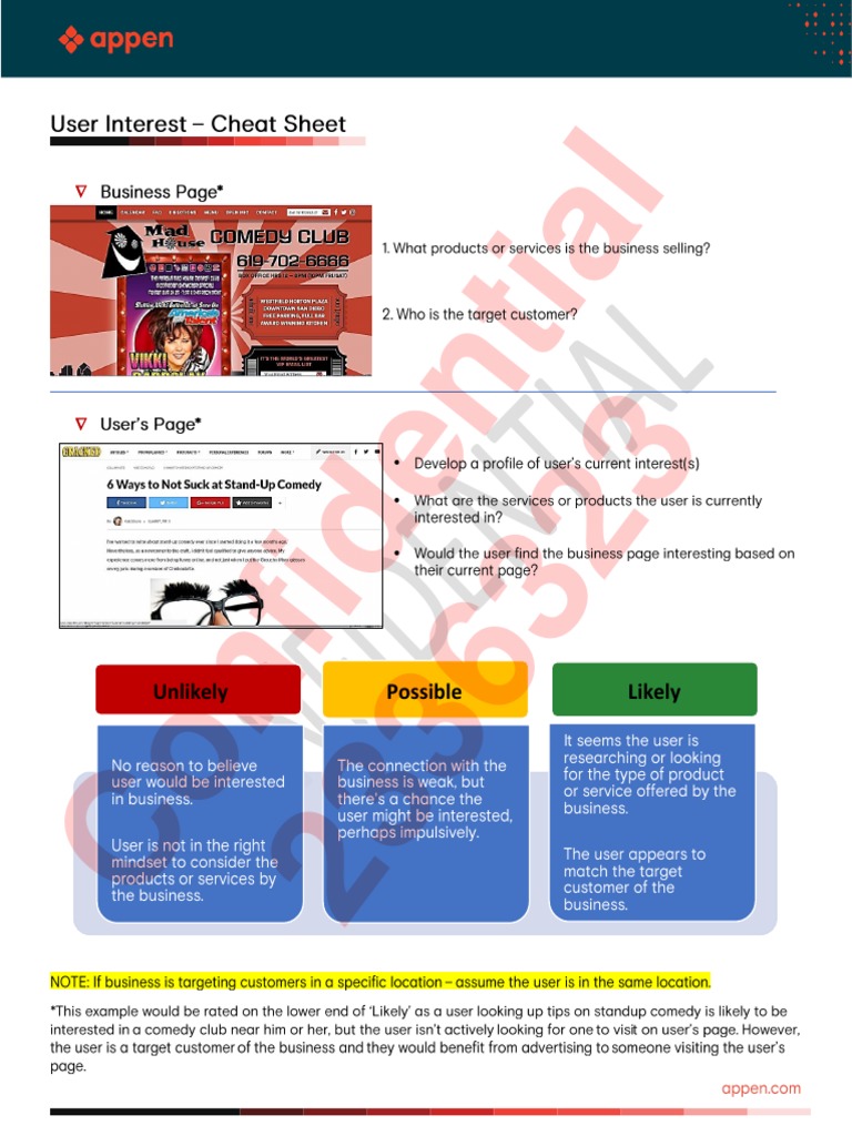 Arrow Ads - User Interest Cheat Sheet 070220 | PDF