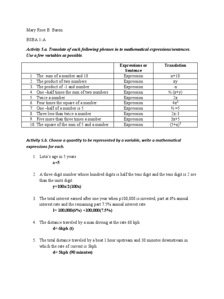 Lesson 5 Activity | PDF