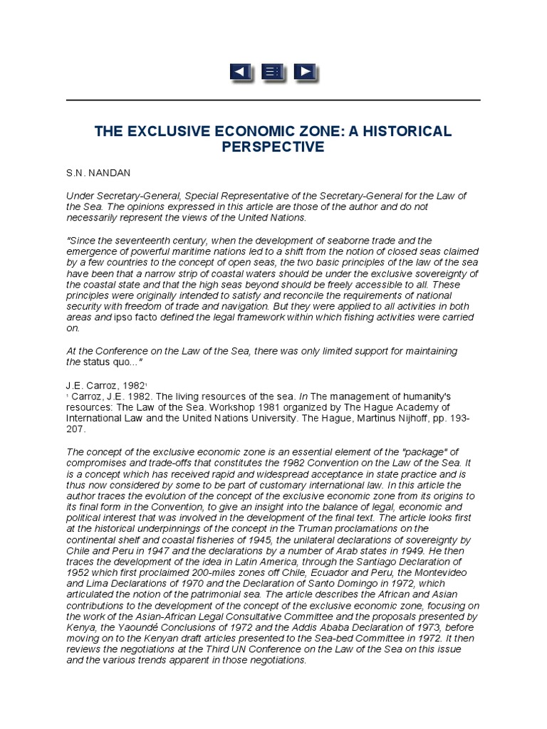 Historical Overview of Exclusive Economic Zones | PDF | Territorial ...