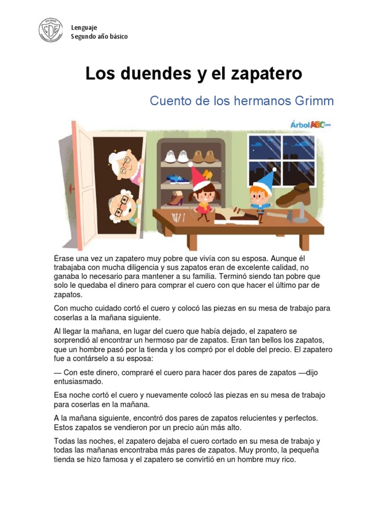 Cuento Los Duendes y El Zapatero | PDF