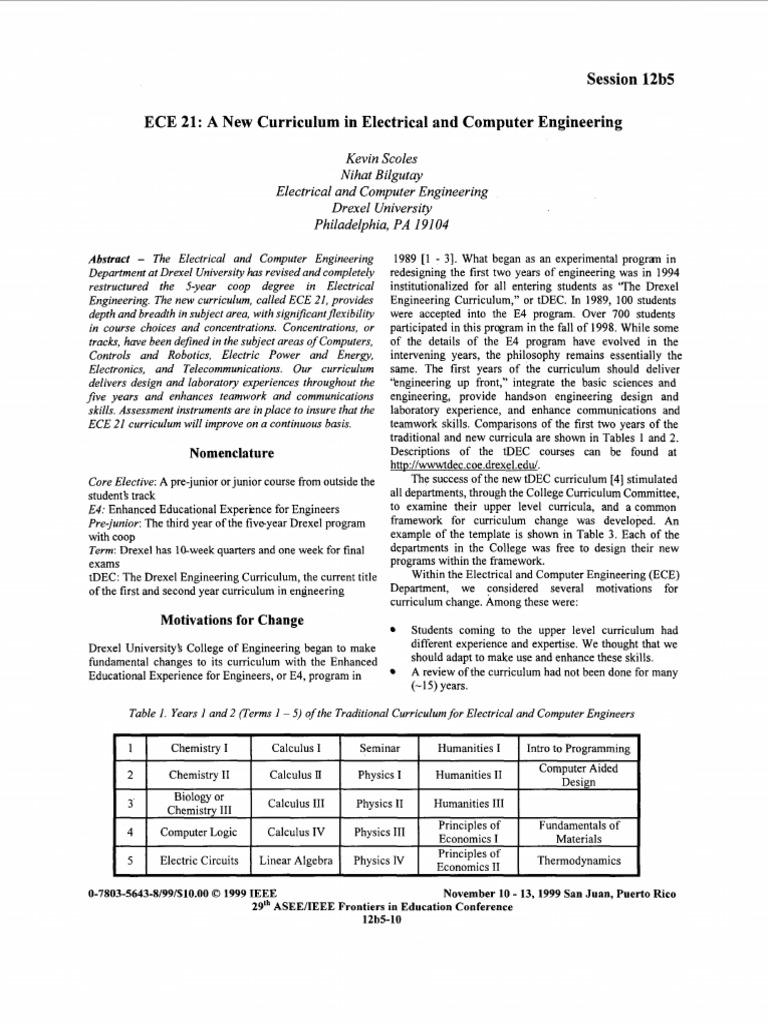 Ece 21 A New Curriculum in Electrical and Computer Engineering | PDF ...