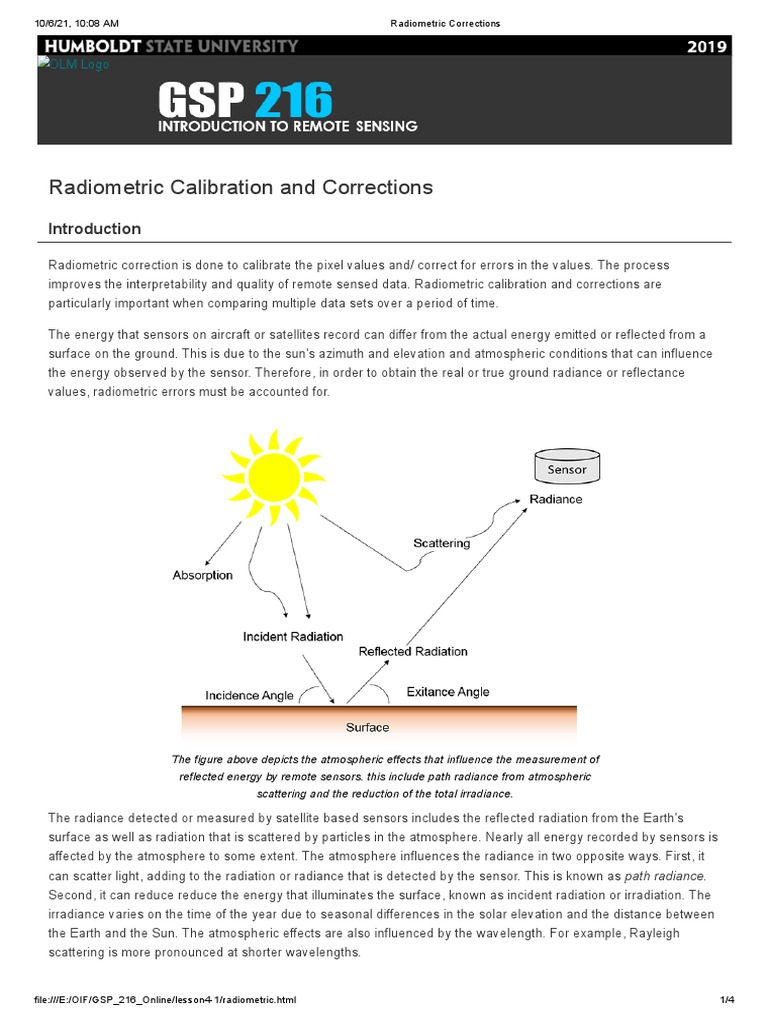GSP 216 - Lesson 4-1 - Humboldt State University - Radiometric ...