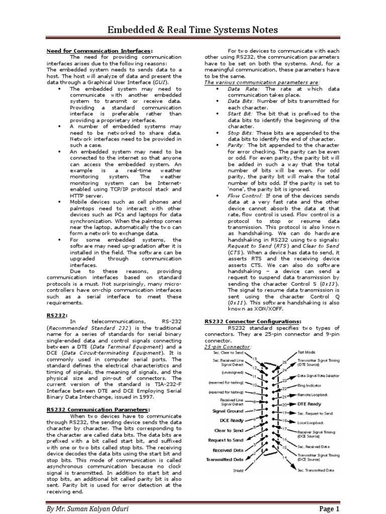 Embedded And Real Time Systems Notes By Suman Kalyan Pdf Bluetooth