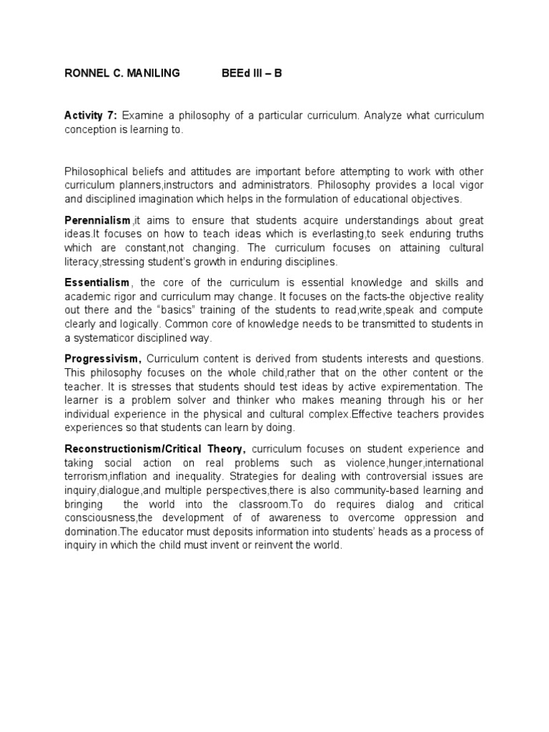 Curriculum Activity 7 | PDF | Career & Growth