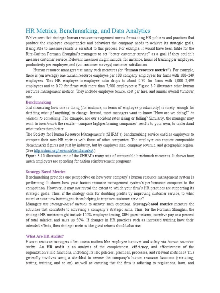 HR Metrics, Benchmarking, and Data Analytics | PDF | Human Resource ...