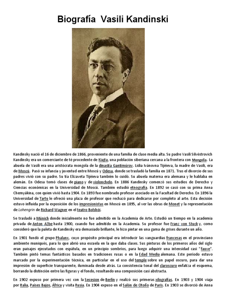 Biografía Vasili Kandinski | PDF | Wassily Kandinsky | Estética