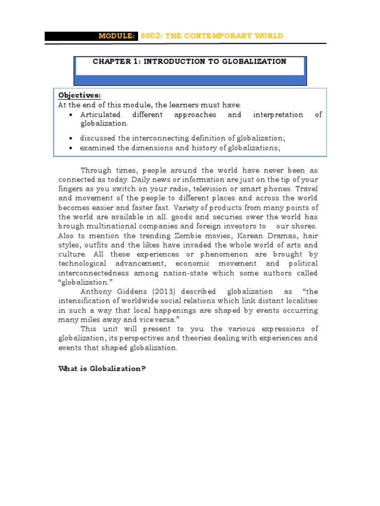 Chapter 1 - Introduction To Globalization | PDF | Globalization | Silk Road