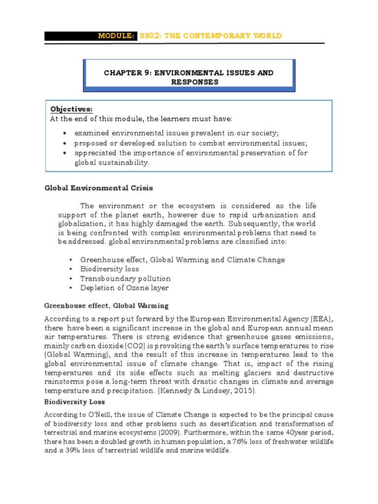 Chapter 9 - Environmental Issues and Responses | PDF | Climate Change | Sustainability