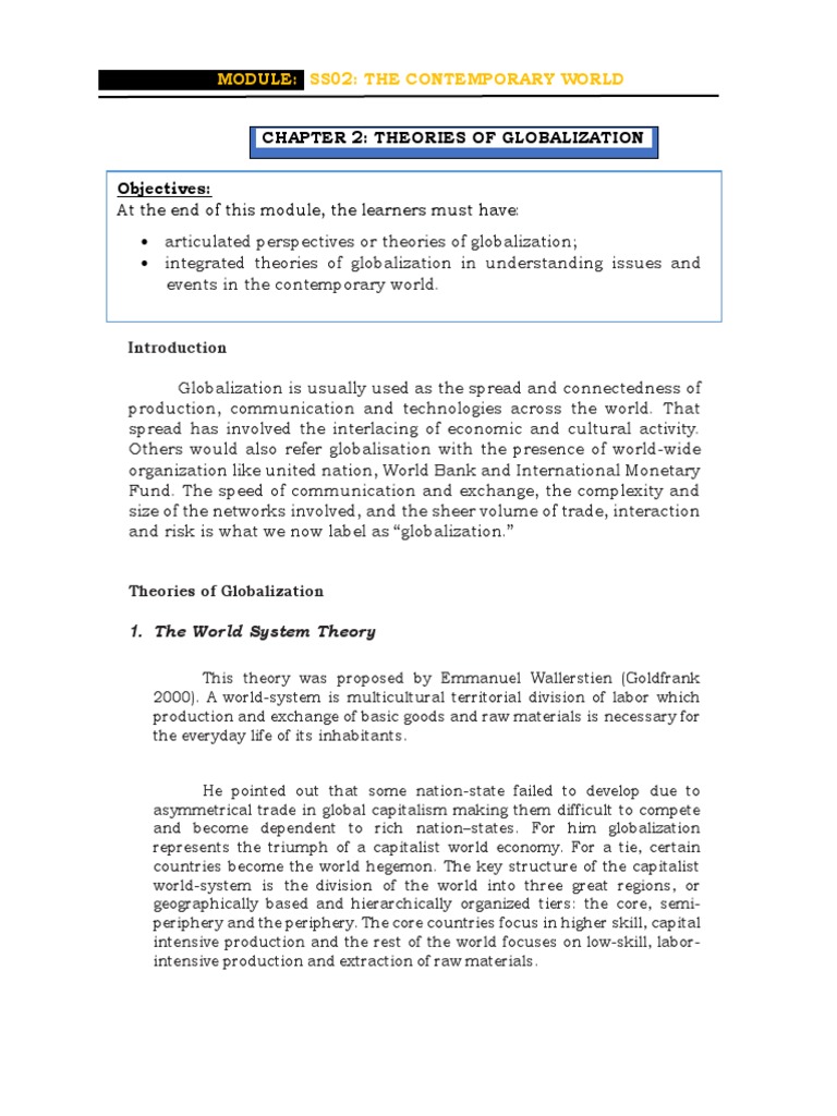Chapter 2 - Theories of Globalization | PDF | Globalization