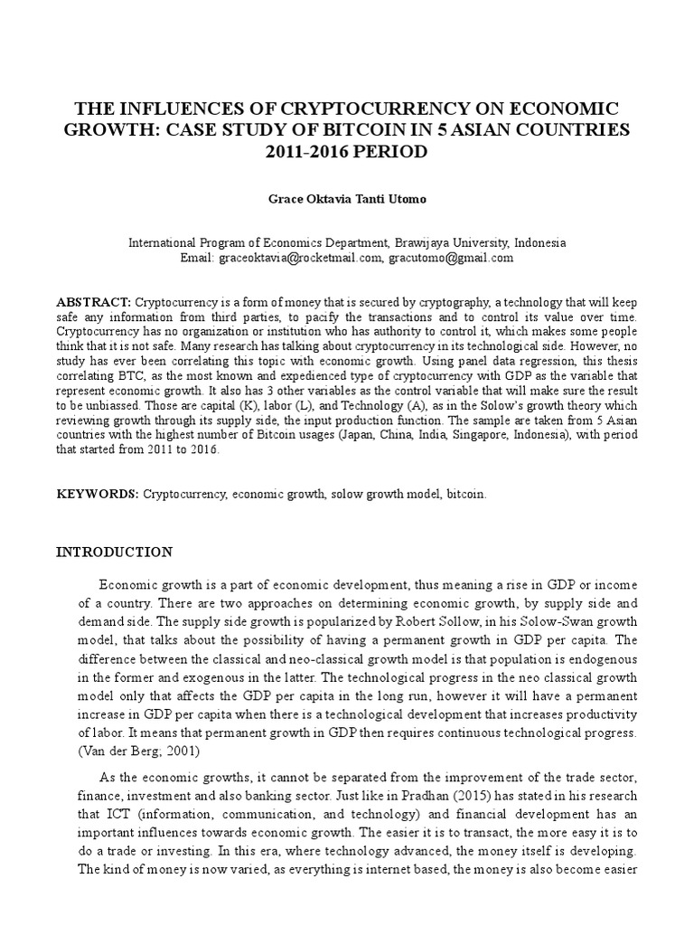 The Influences of Cryptocurrency On Economic Growth: Case Study of ...