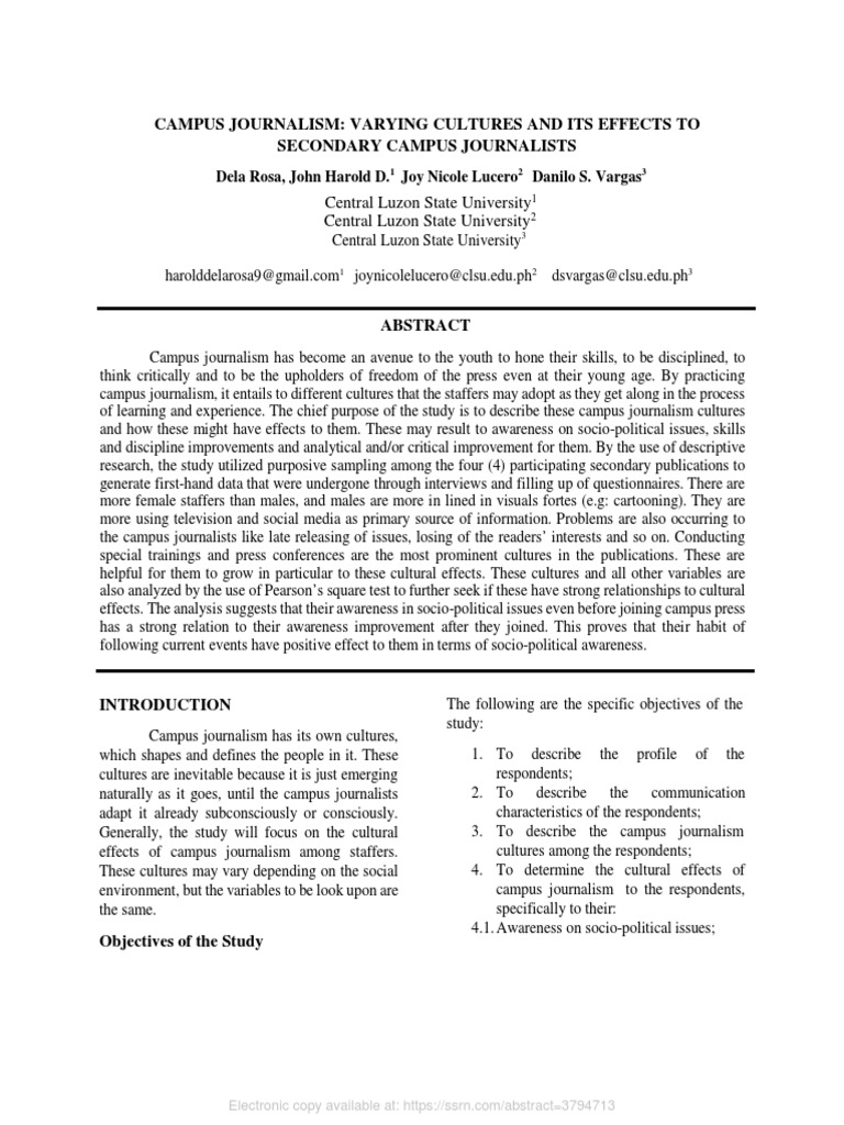 Research About Campus Journalism | PDF | Journalism | Popular Culture ...