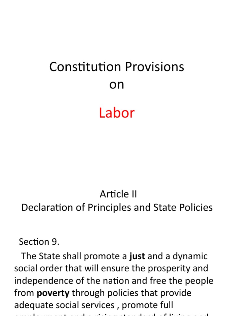Constitution Provisions On: Labor | PDF | Employment | Trade Union