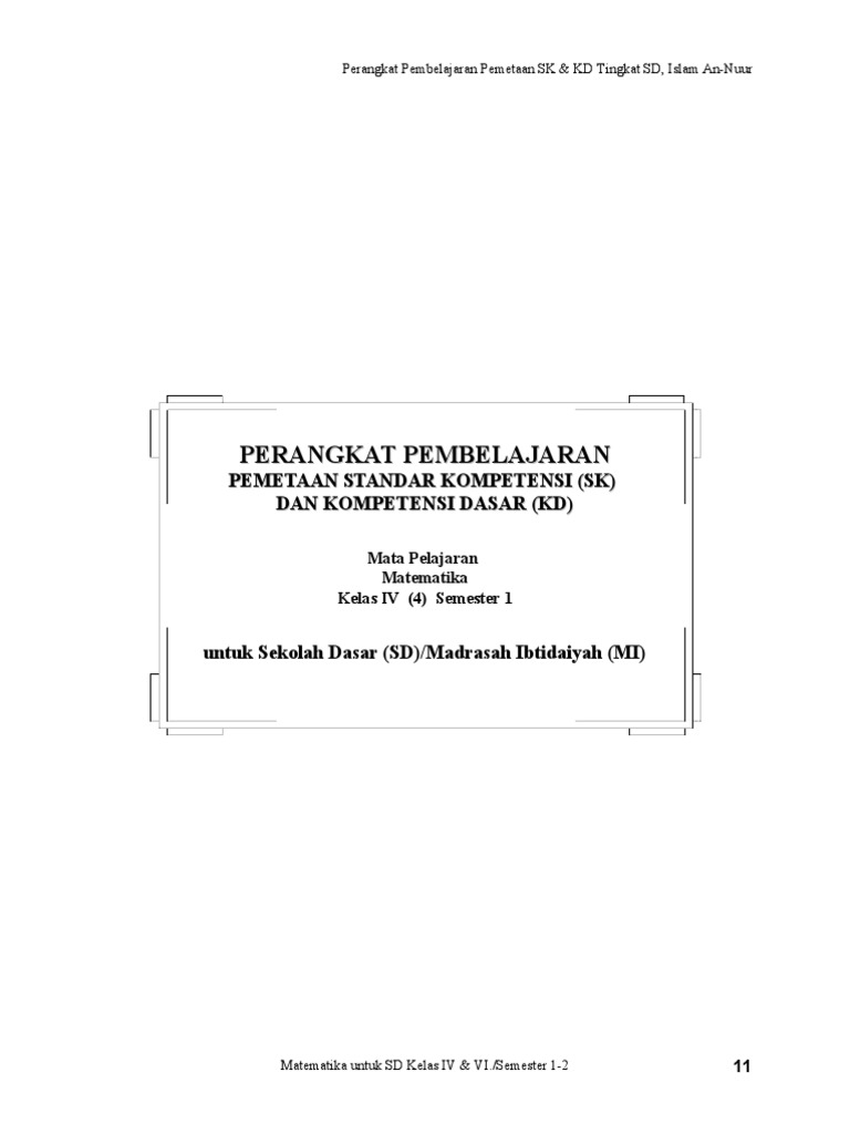 Pemetaan SK & KD Matematika | PDF
