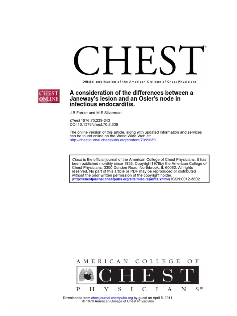 Osler VS Janeway | PDF | Heart | Health Sciences