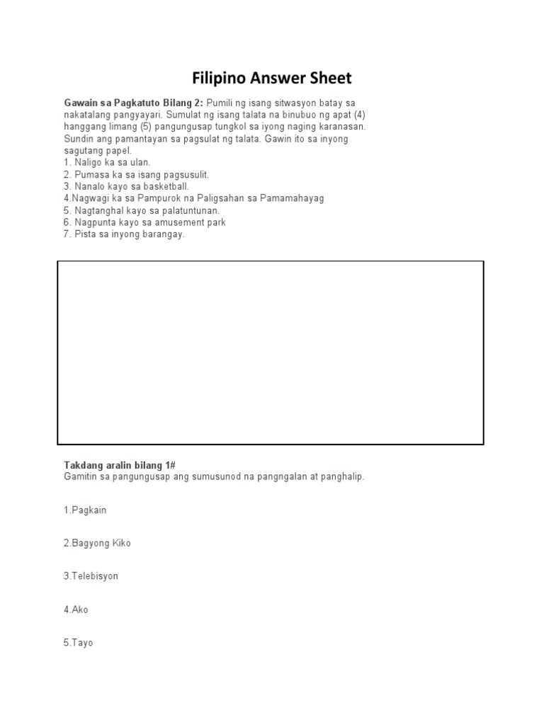 Filipino Answer Sheet | PDF