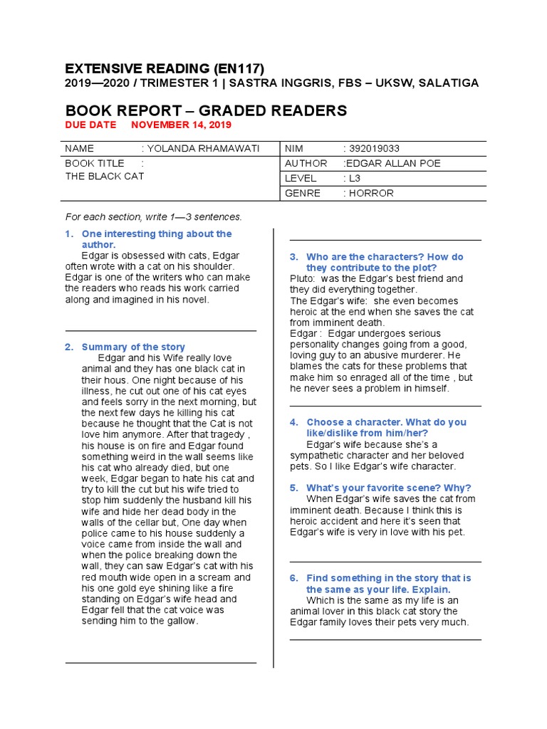 Book Report - Graded Readers: Extensive Reading (En117) | PDF