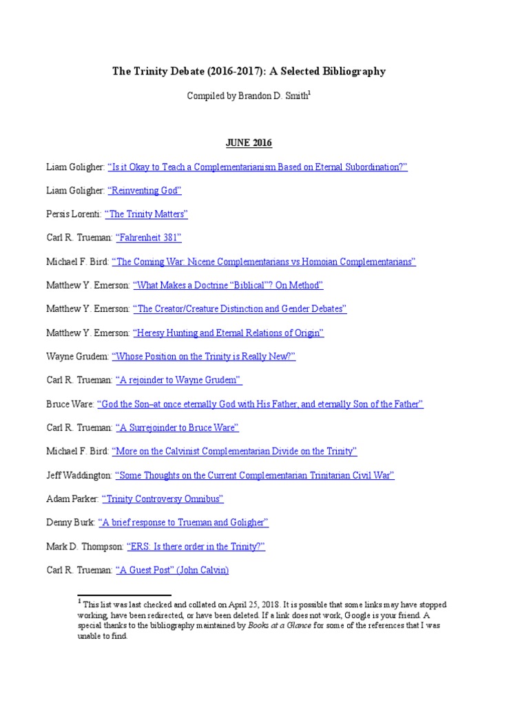 The Trinity Debate 2016 2017 A Selected | PDF | Trinity | Christian ...