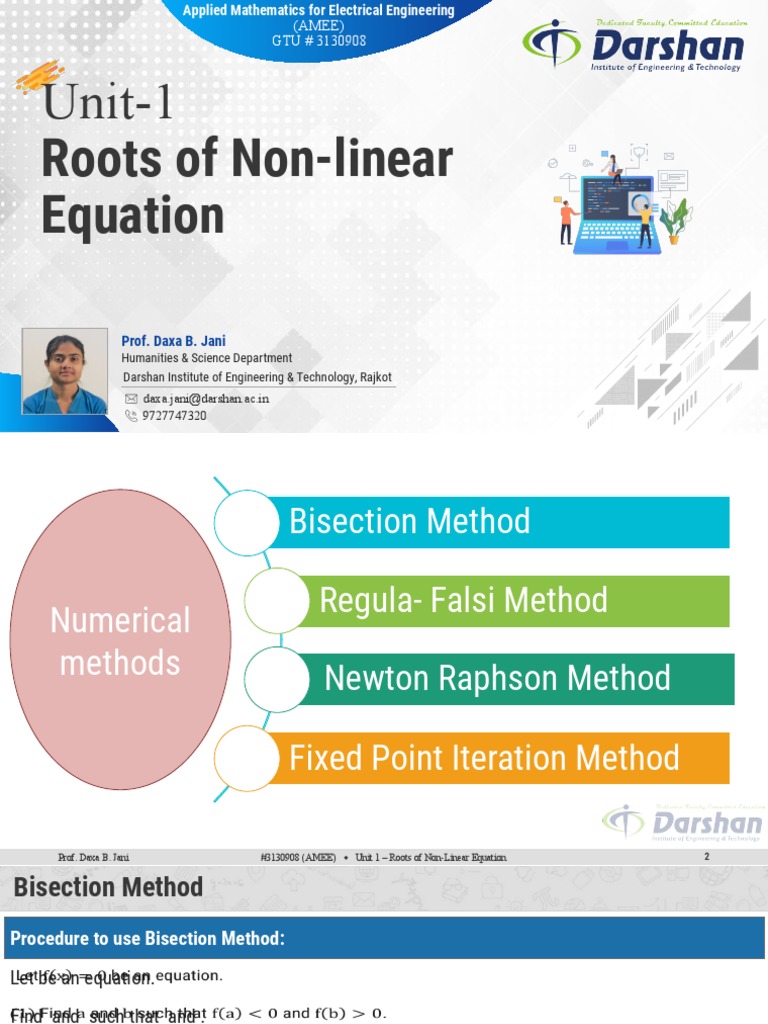 Unit-1: Roots of Non-Linear Equation | PDF | Computational Science | Numerical Analysis